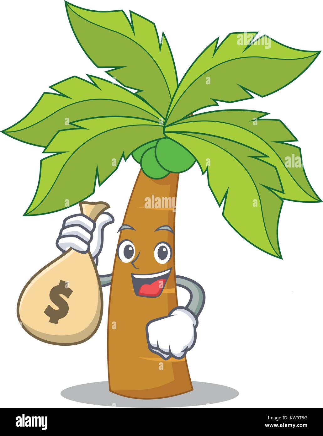 With money bag palm tree character cartoon Stock Vector Image & Art - Alamy