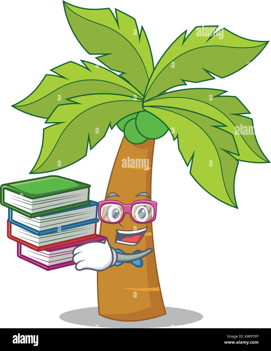 Student with book palm tree character cartoon Stock Vector Image & Art ...