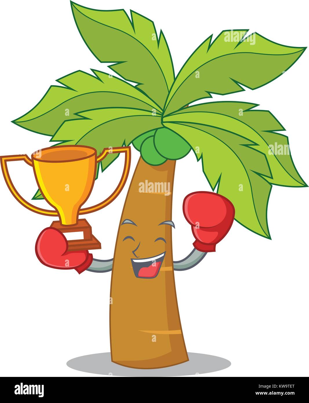 Boxing winner palm tree character cartoon Stock Vector Image & Art - Alamy