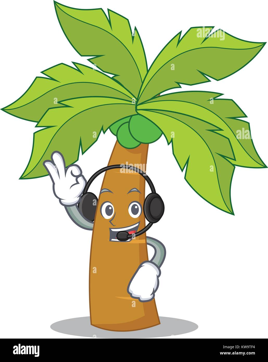 With headphone palm tree character cartoon Stock Vector Image & Art - Alamy