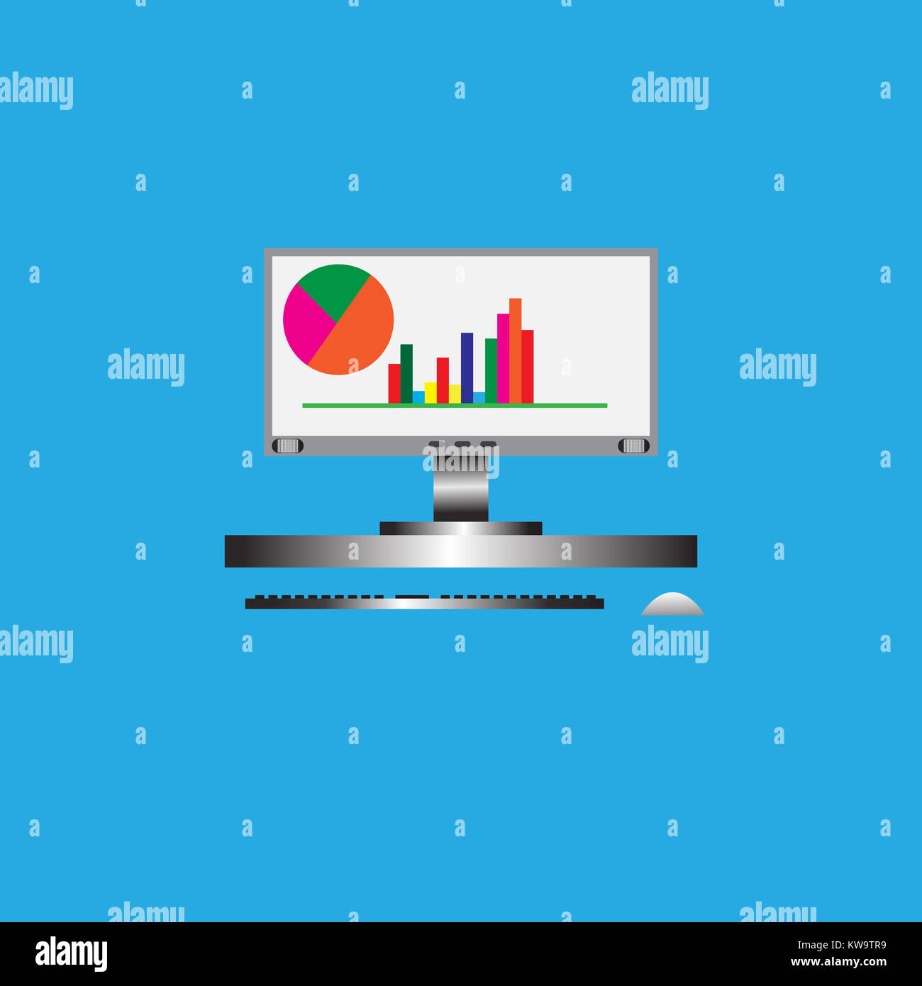 Computer monitor icon. technology design. business concept bar graph ...