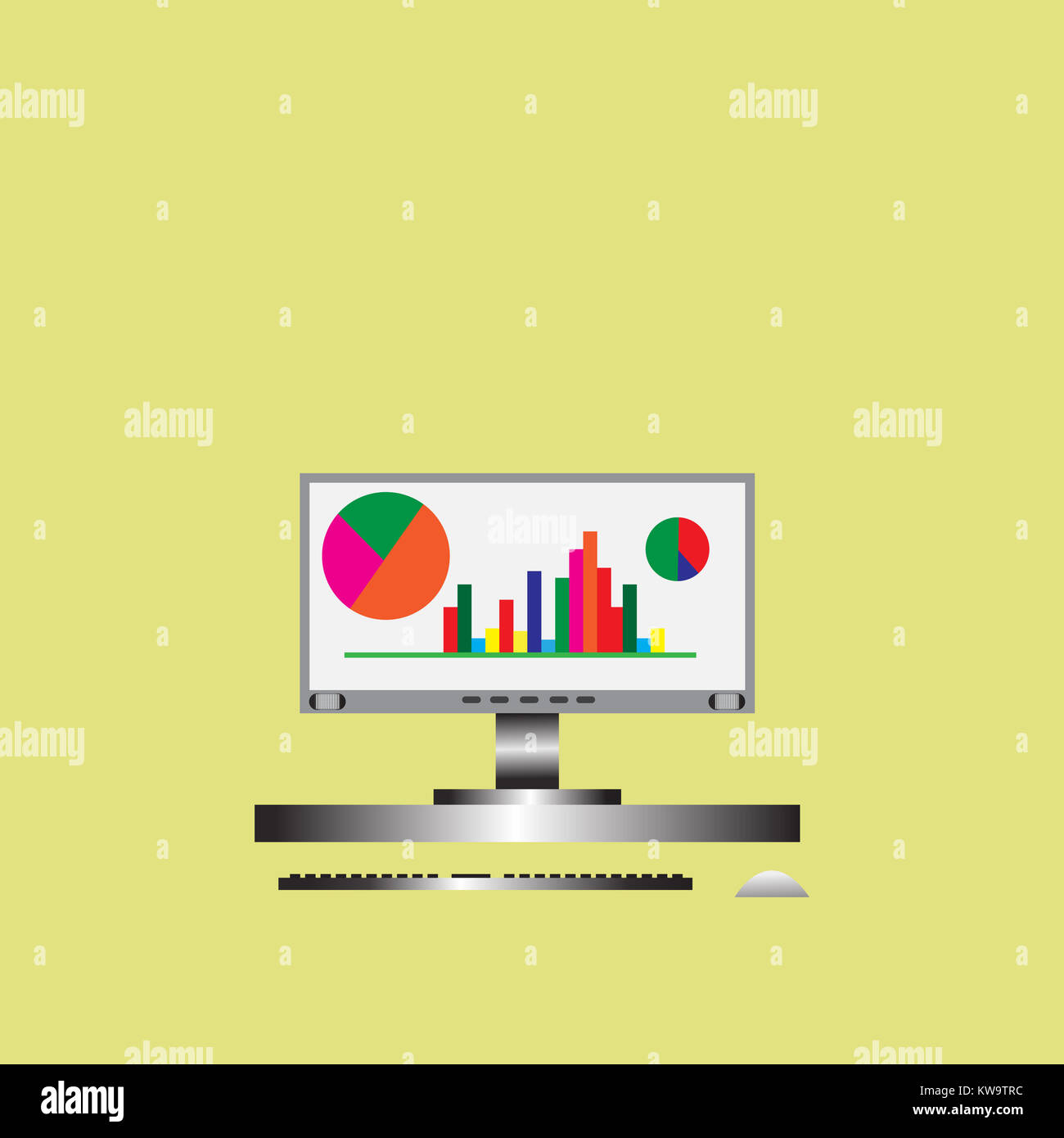 Computer monitor icon. technology design. business concept bar graph ...