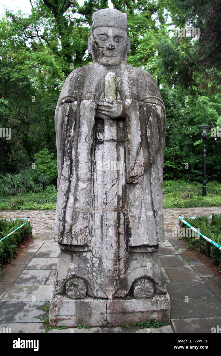 Statue of chinese mandarin in the garden of palace in Nanjing, Chia ...