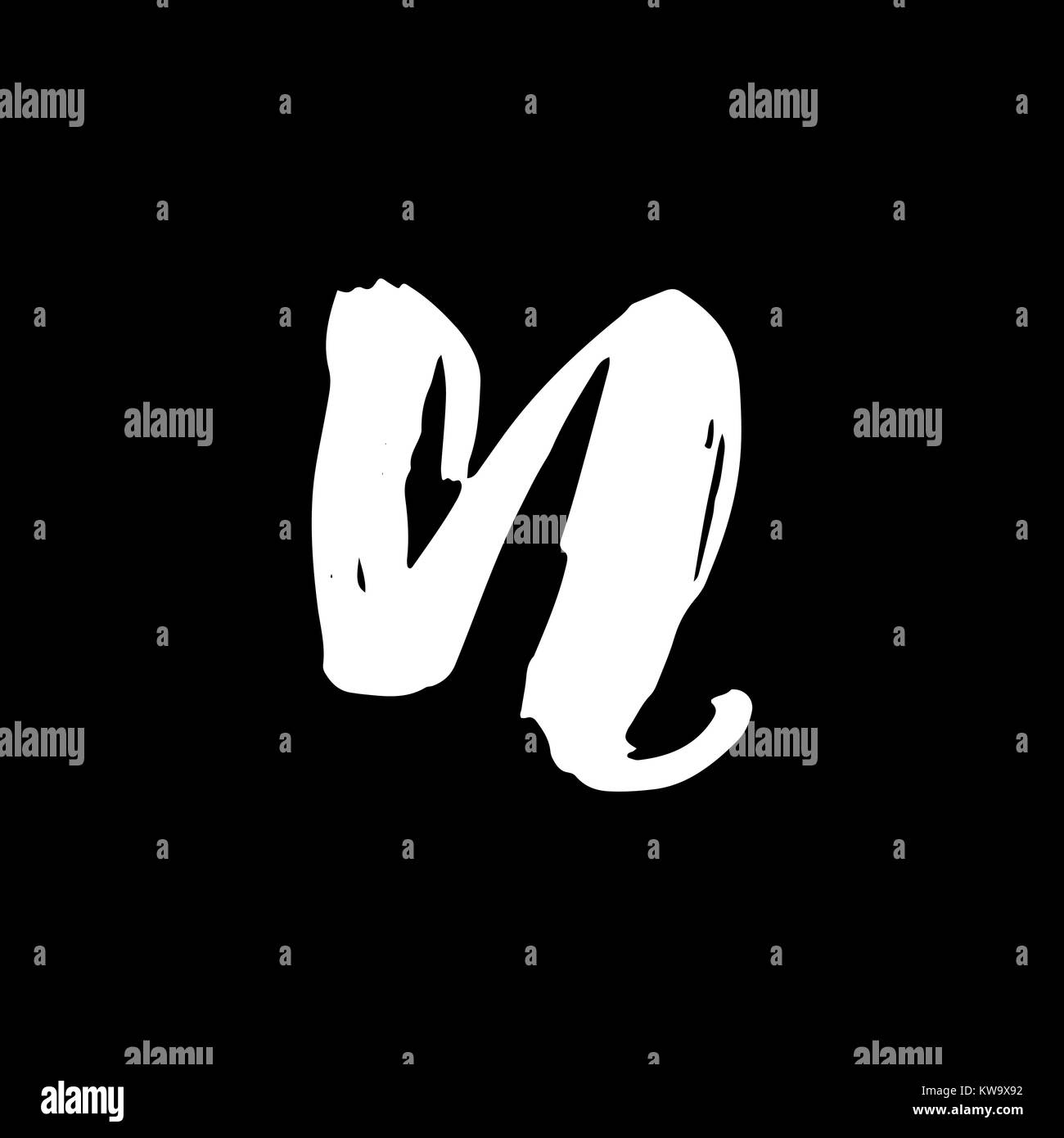 Letter N. Handwritten by dry brush. Rough strokes font. Vector ...