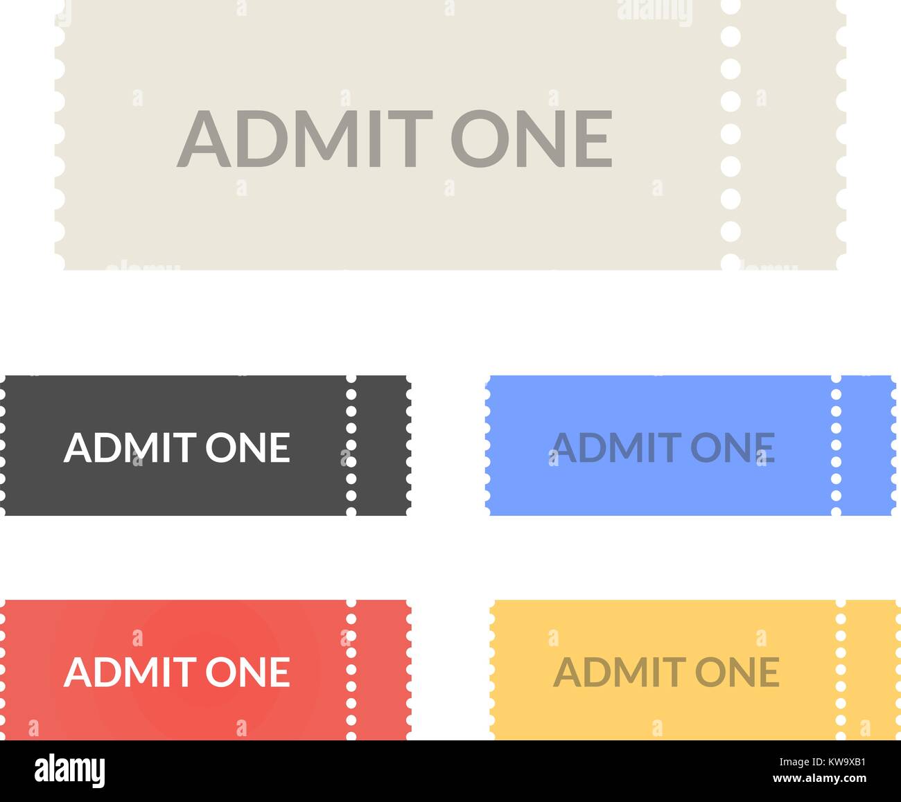 Admit one pass tickets set isolated on white background Stock Vector ...