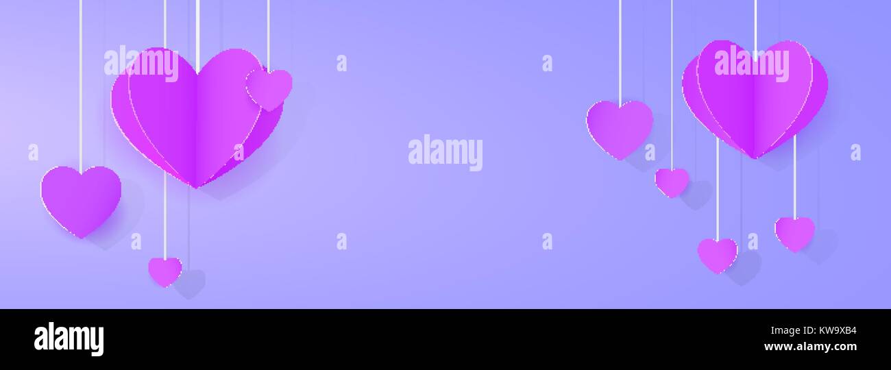 Purple heart-shaped festoon banner template for design Stock Vector ...