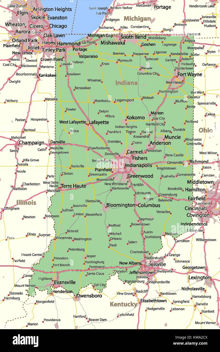 Road Map Of Indiana And Ohio