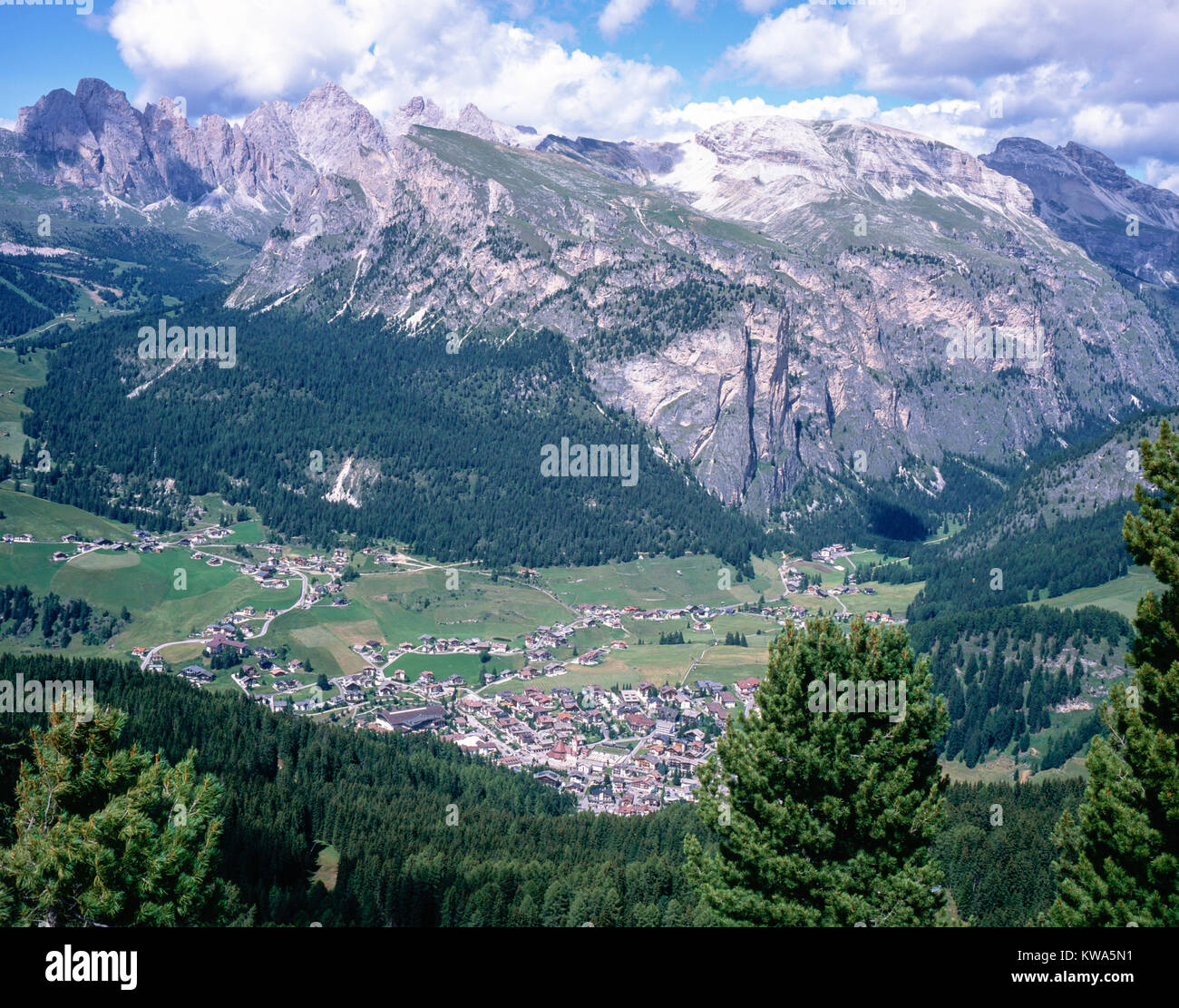 Selva from the slopes of Ciampinoi Val Gardena Dolomites Italy Stock ...