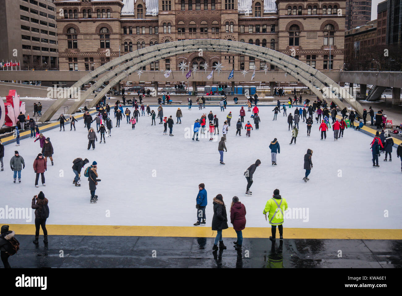 toronto nathan phillips square winter people skating Stock Photo - Alamy