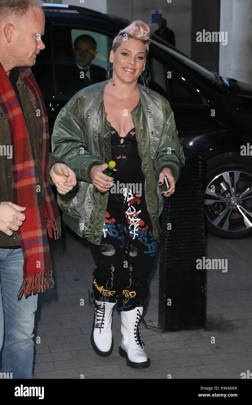 Pink seen arriving at Radio 1 Featuring: Pink Where: London, United ...
