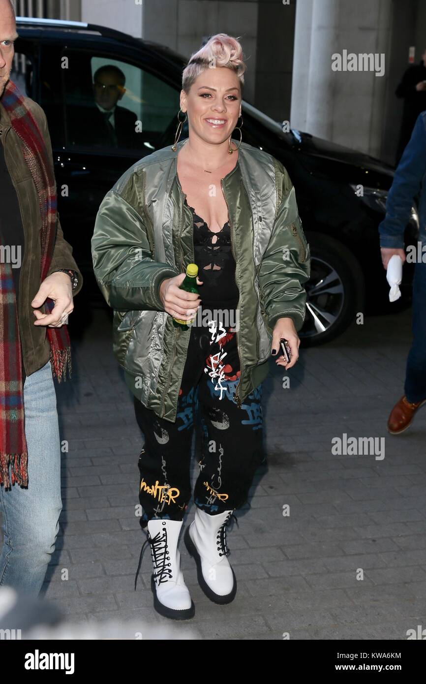 Pink seen arriving at Radio 1 Featuring: Pink Where: London, United ...