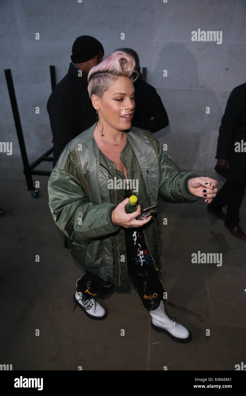 Pink seen arriving at Radio 1 Featuring: Pink Where: London, United ...