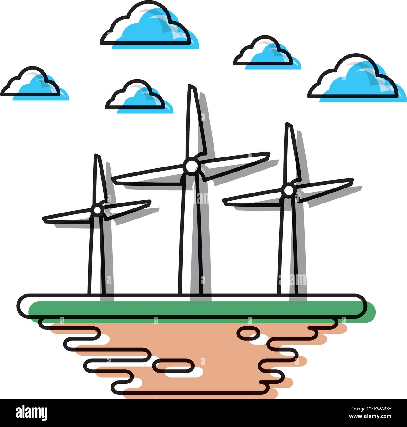 Wind turbines on ground cartoon Stock Vector Image & Art - Alamy
