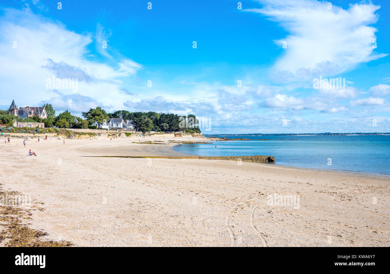 Saint Pierre Quiberon, France - August 9, 2017: View of the great beach ...