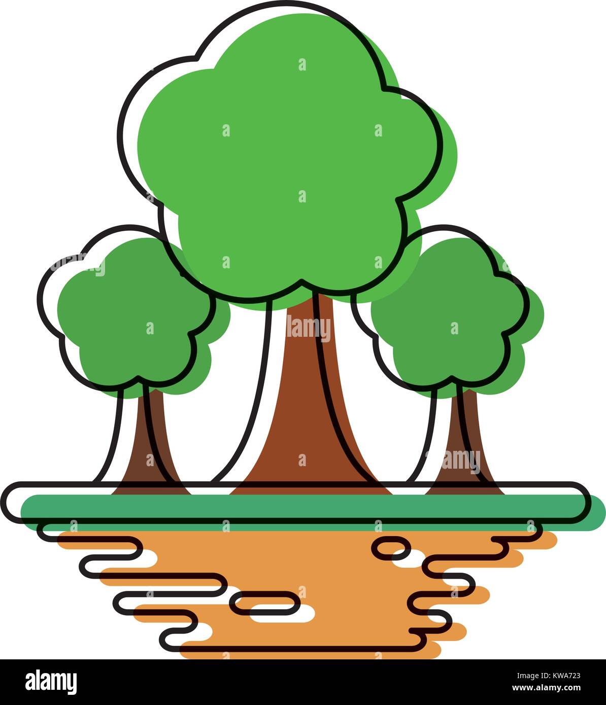 Trees nature symbol cartoon Stock Vector Image & Art - Alamy