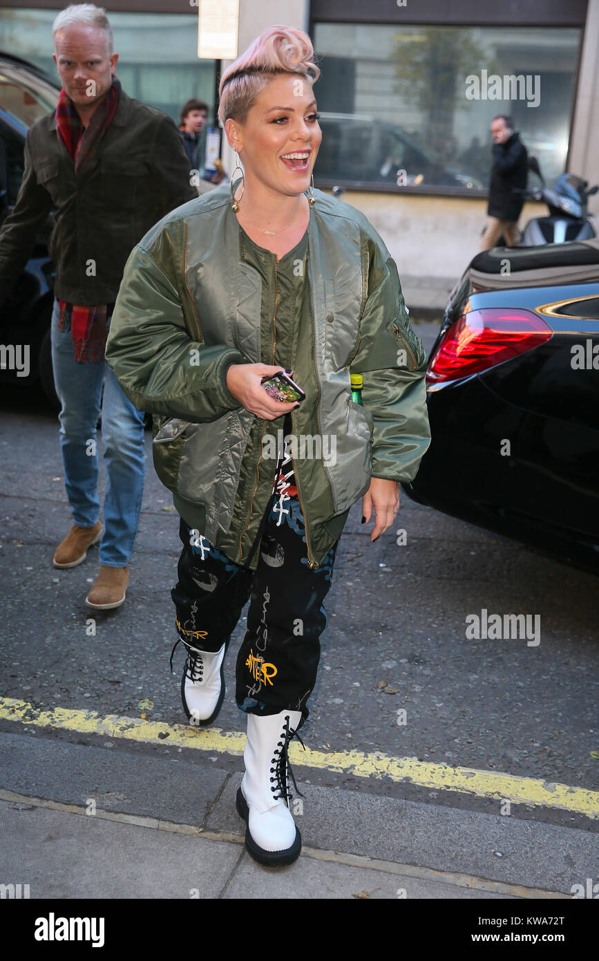 Singer Pink visiting BBC Radio studios to promote her album 'Beautiful ...