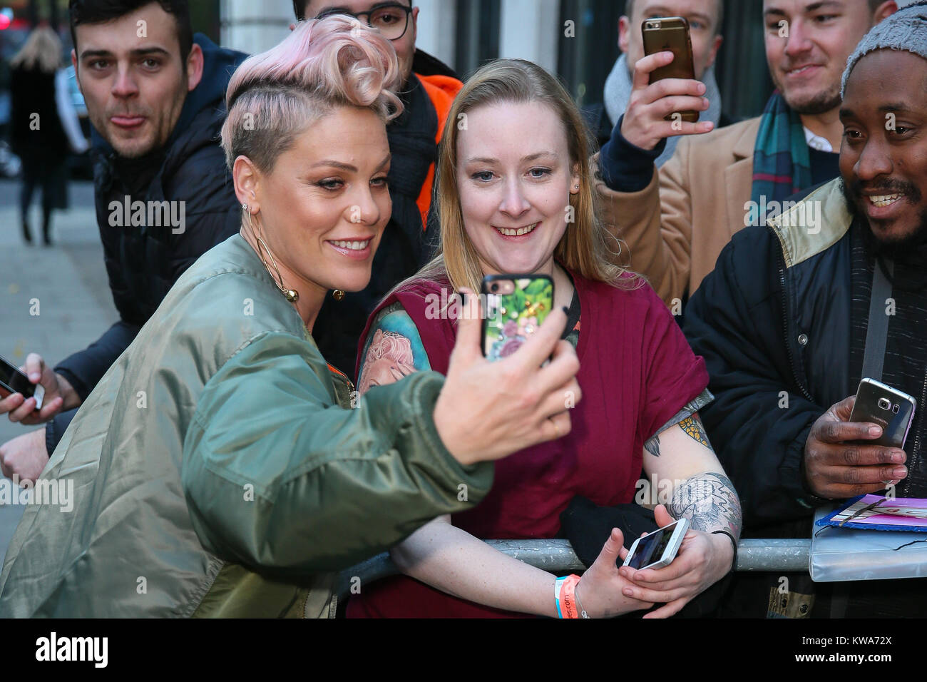 Singer Pink visiting BBC Radio studios to promote her album 'Beautiful ...