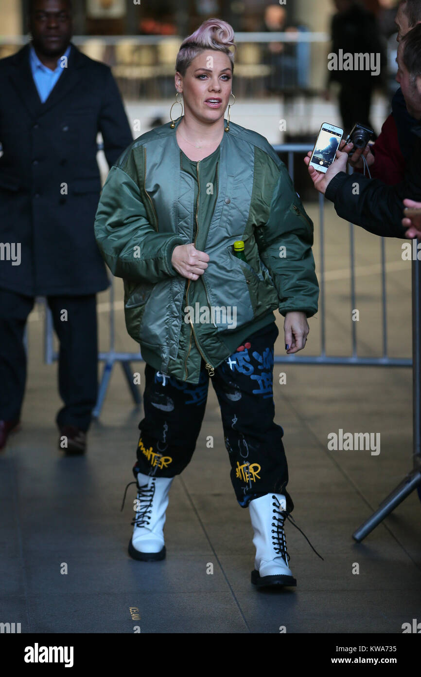 Singer Pink visiting BBC Radio studios to promote her album 'Beautiful ...
