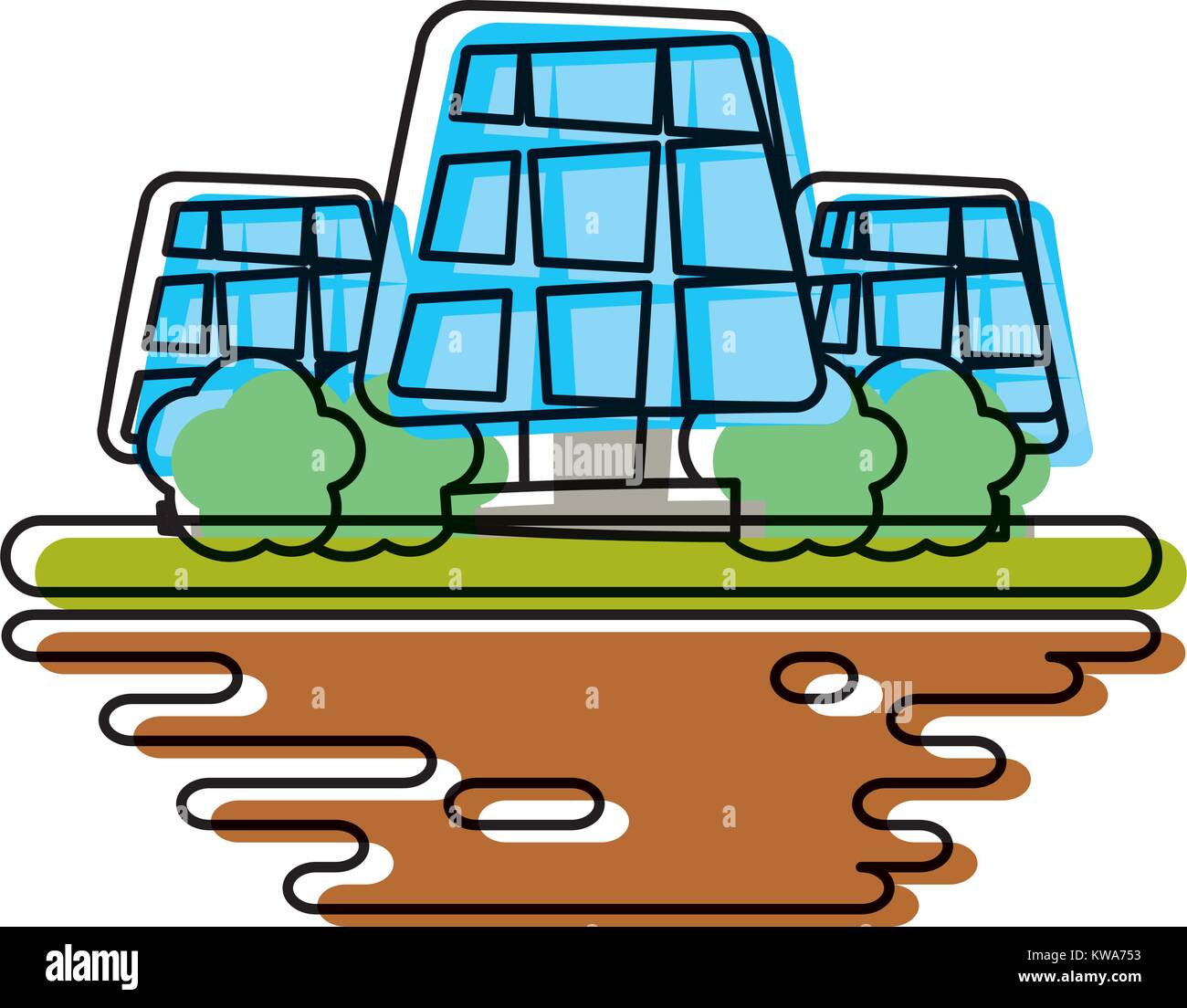 Solar panels on ground cartoon Stock Vector Image & Art - Alamy