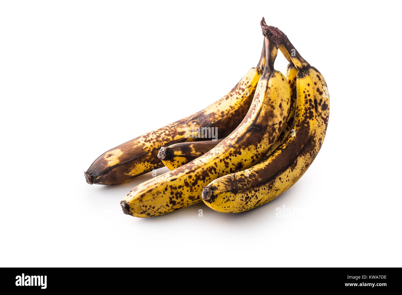Banana. Over ripe bananas isolated on white with shadows Stock Photo ...