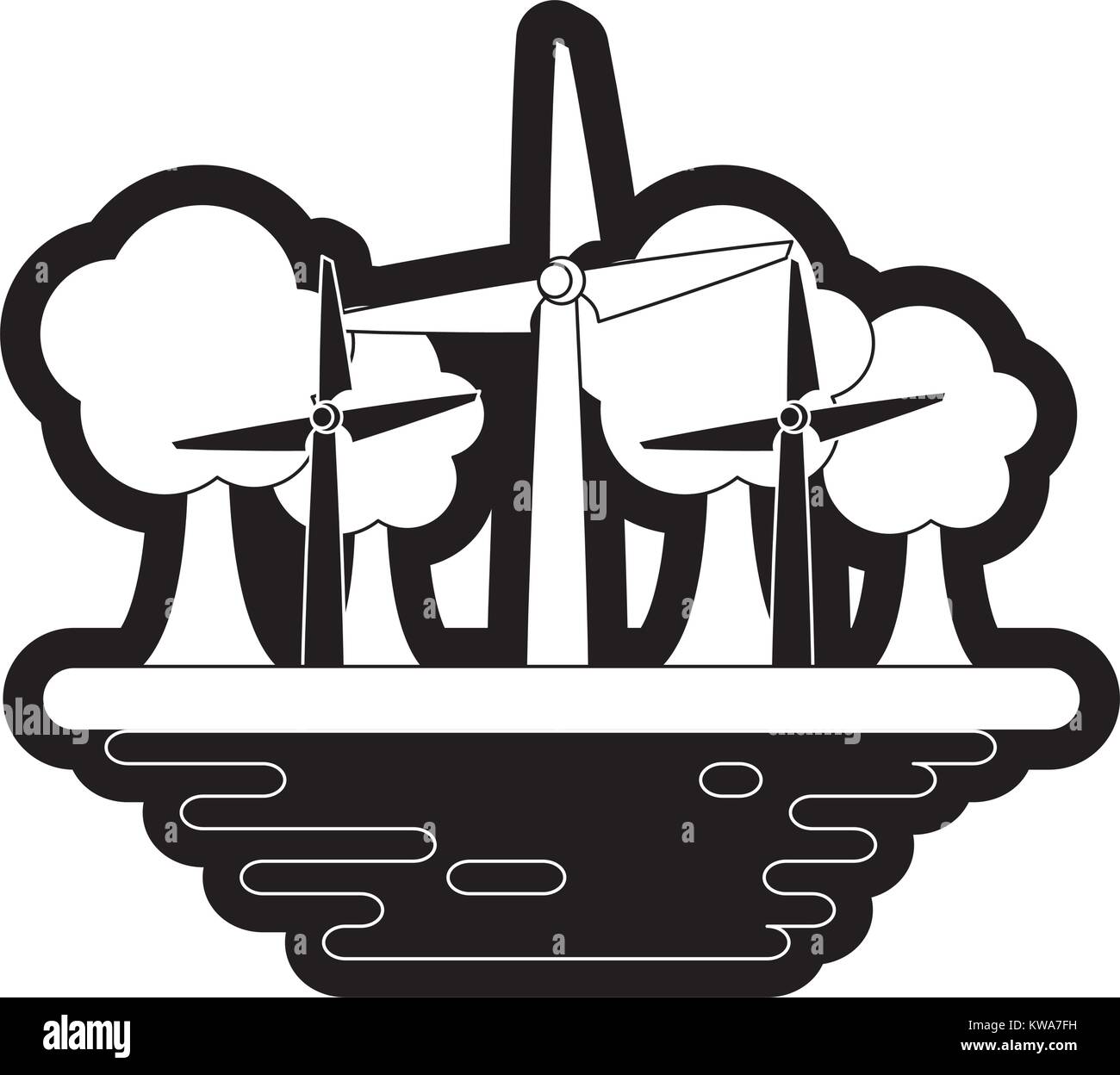Wind turbines on ground cartoon Stock Vector Image & Art - Alamy
