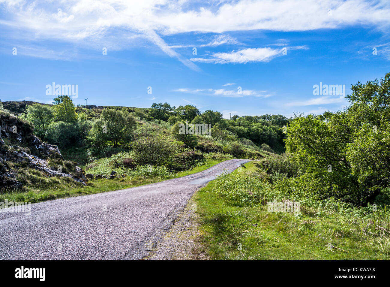 Single track road through the scottish highlands, uk Stock Photo - Alamy