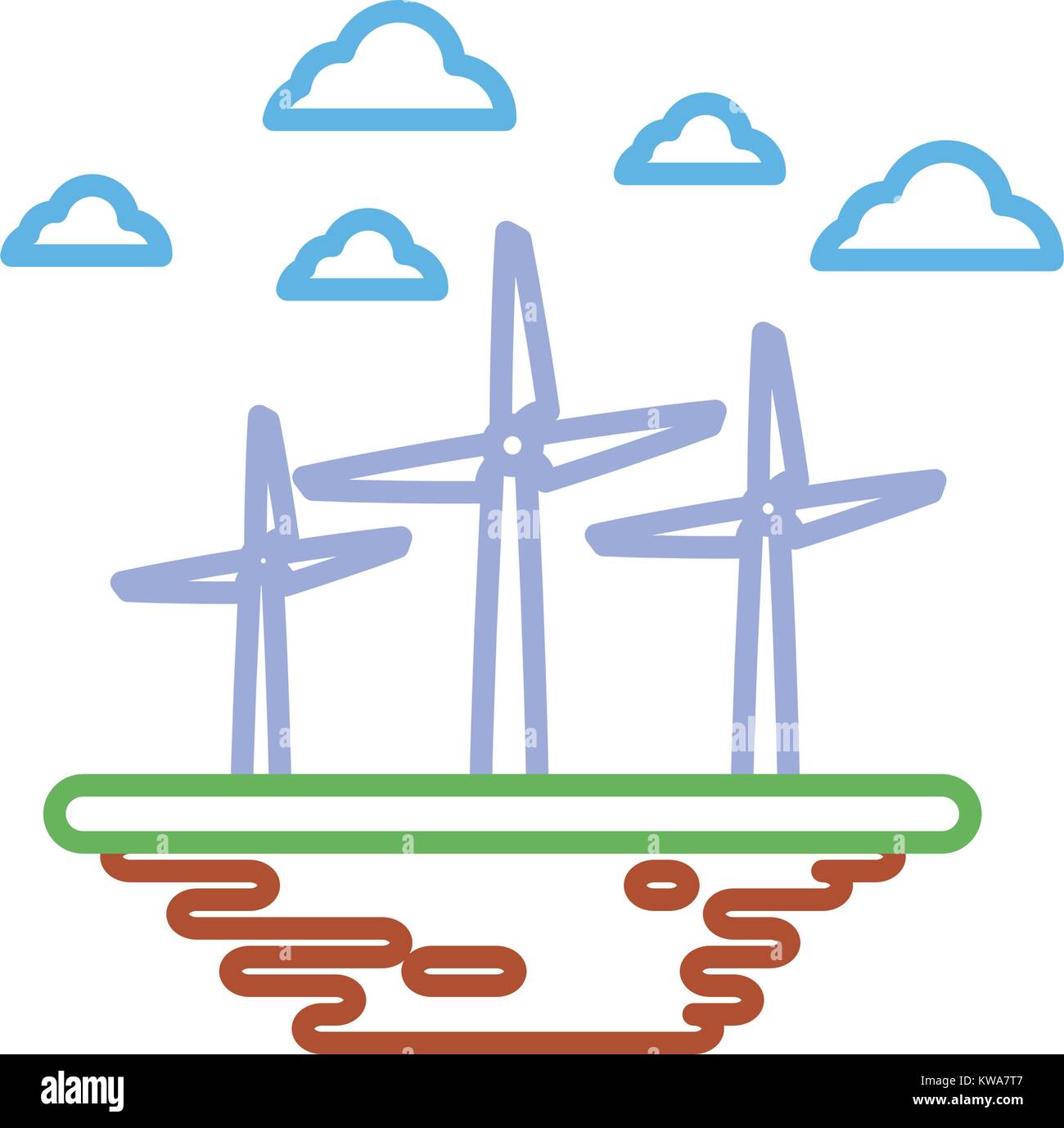 Wind turbines on ground cartoon Stock Vector Image & Art - Alamy