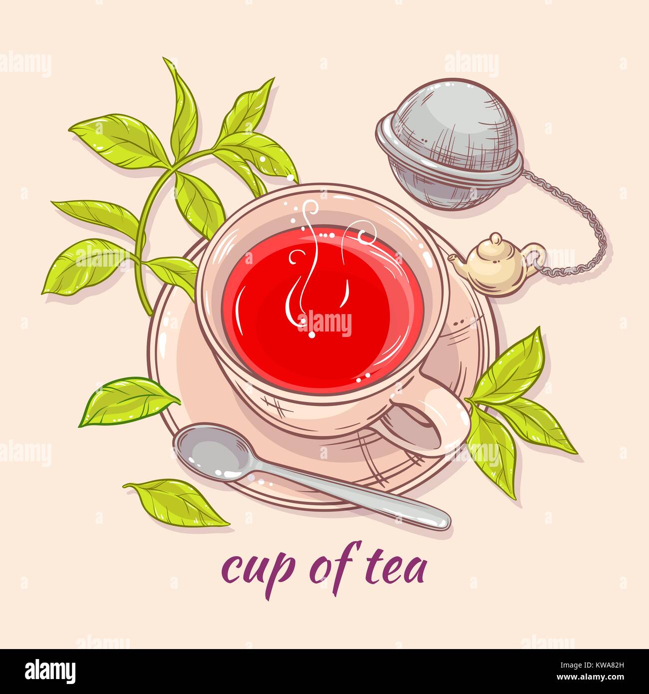 cup of tea with spoon and strainer Stock Vector Image & Art - Alamy