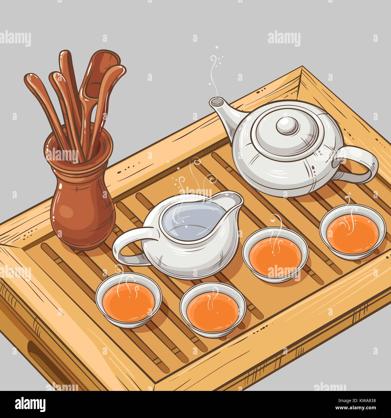 White traditional chinese tea ceremony Stock Vector Images - Alamy
