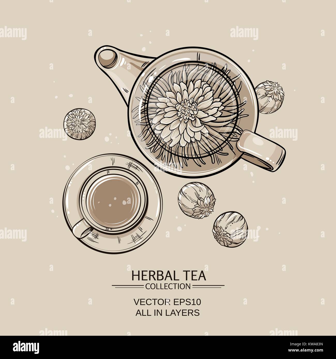 Asian tea top view Stock Vector Images - Alamy