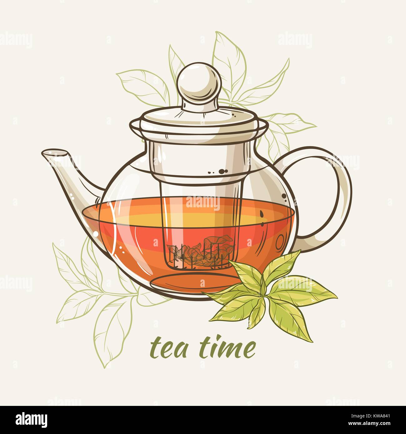 Green tea pot Stock Vector Images - Alamy