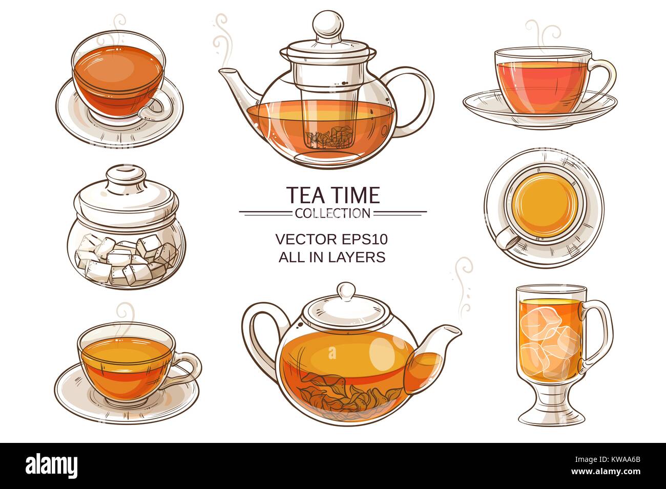 glass tea set color Stock Vector Image & Art - Alamy