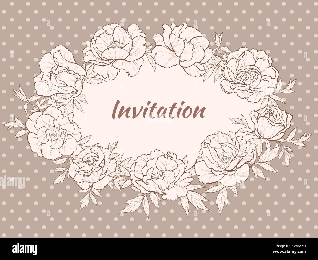 Wedding invitation design peonies Stock Vector Images - Alamy