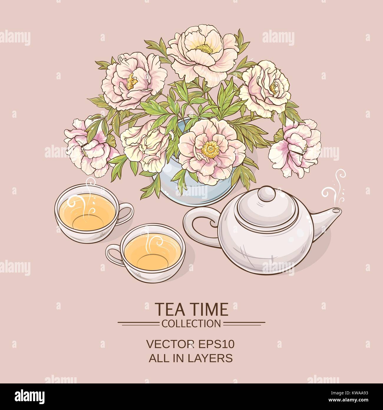 Vintage teacup drawing Stock Vector Images - Alamy