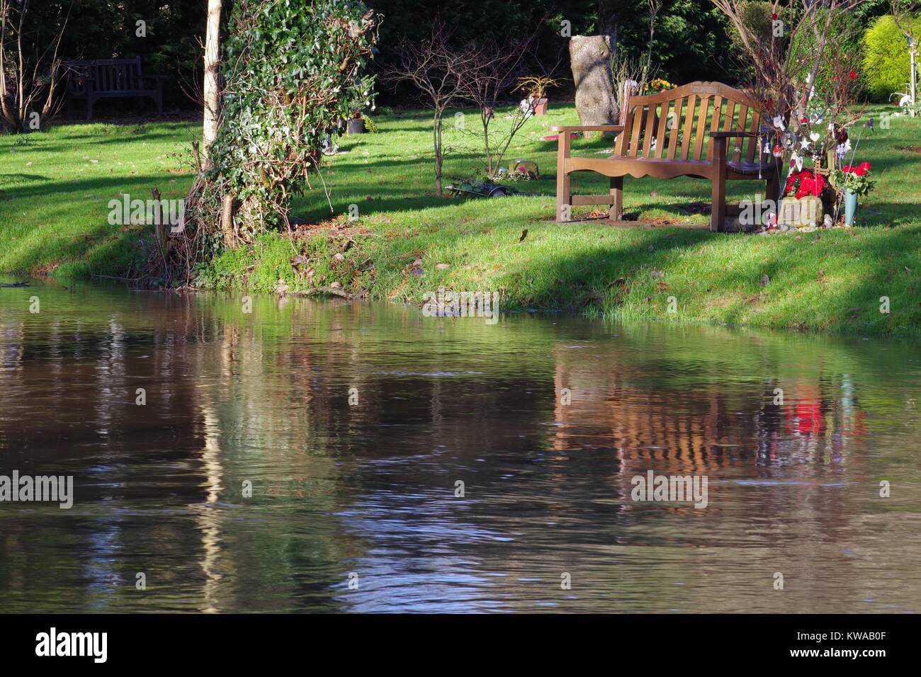 Exeter Crematorium Remembrance gardens, Wooden Bench by the Victorian ...