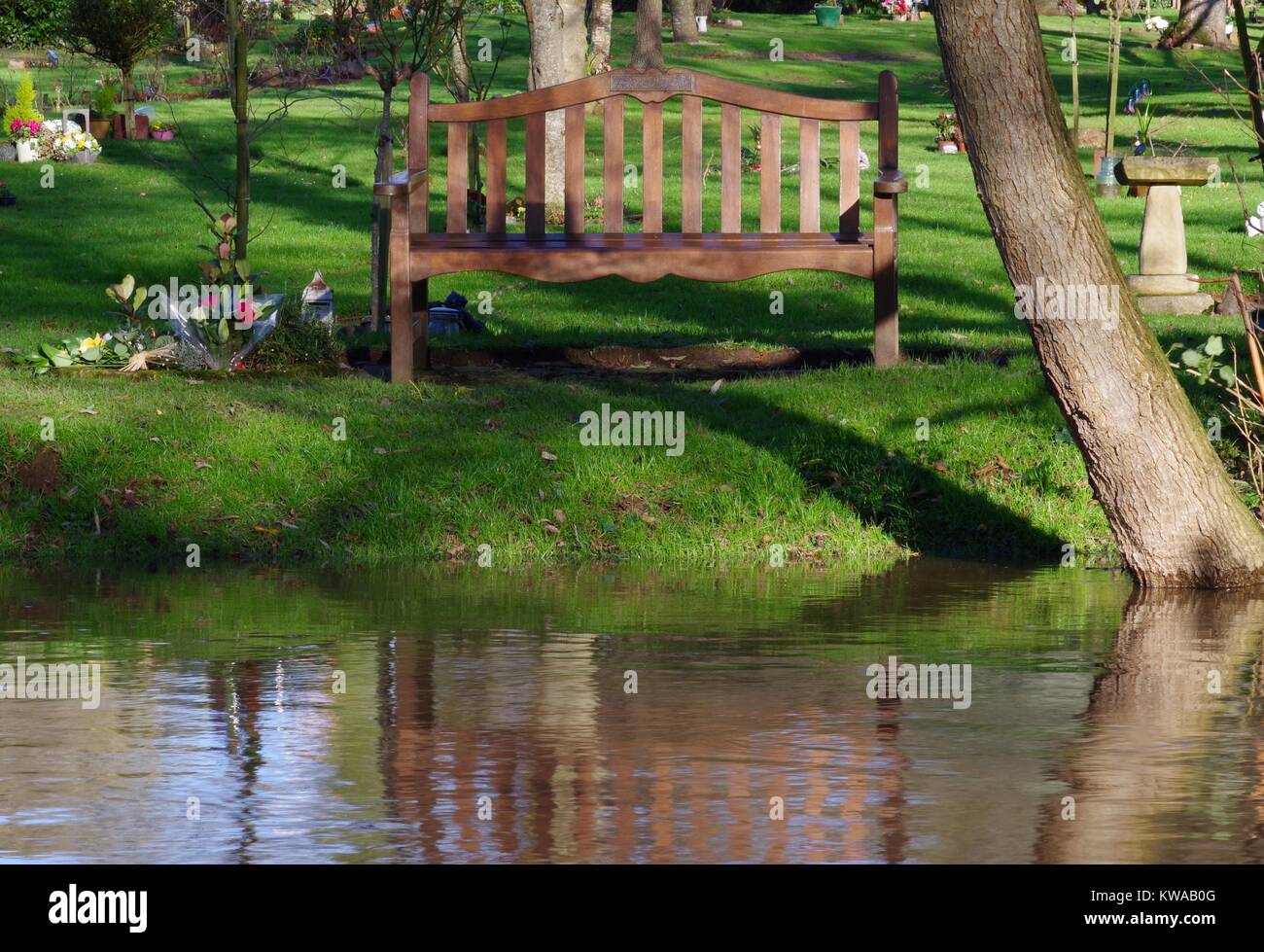 Exeter Crematorium Remembrance gardens, Wooden Bench by the Victorian ...