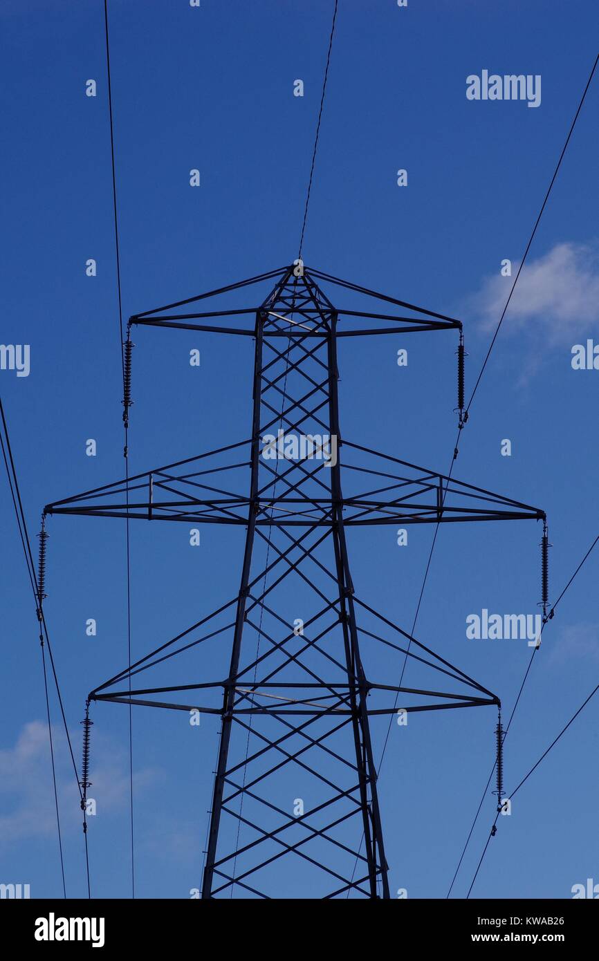 A National Grid Electricity Pylon on a Sunny Day. Exeter, Devon, UK ...