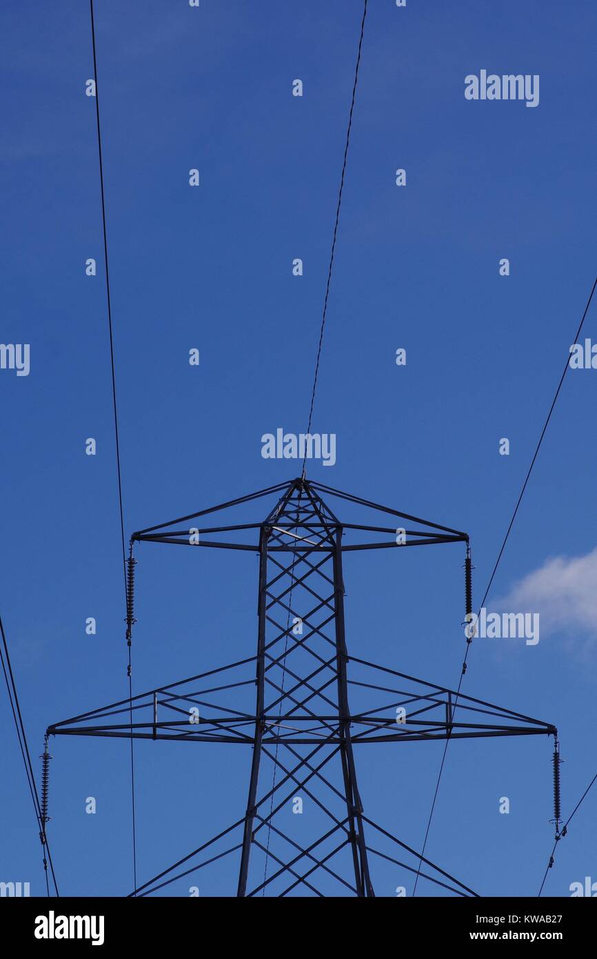 A National Grid Electricity Pylon on a Sunny Day. Exeter, Devon, UK ...