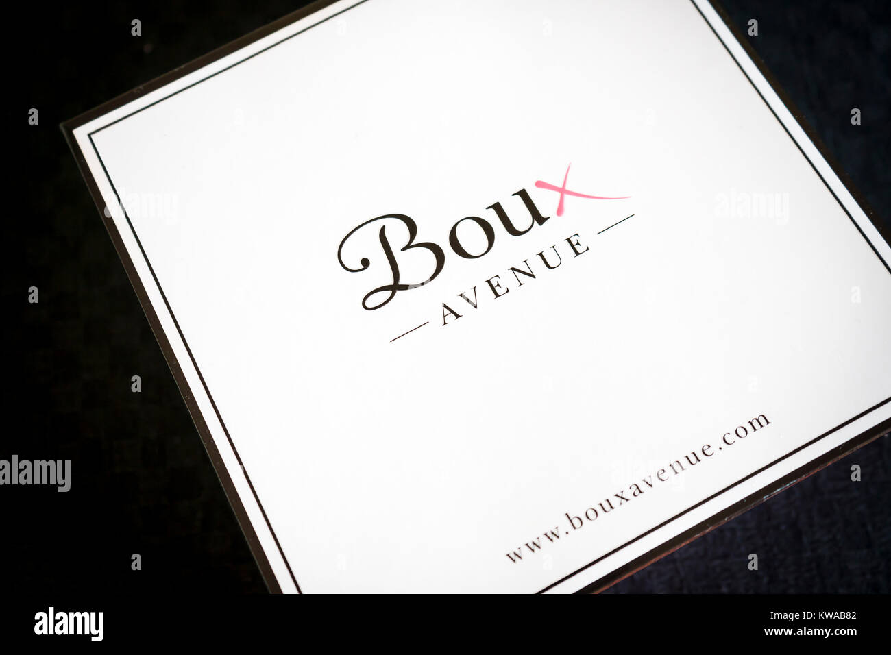 High angle view of a white Boux Avenue box Stock Photo - Alamy