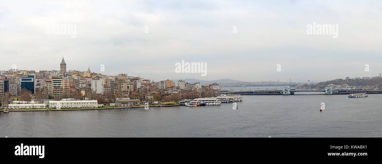 Panoramic view to the Golden Horn of the Istanbul,Turkey Stock Photo ...