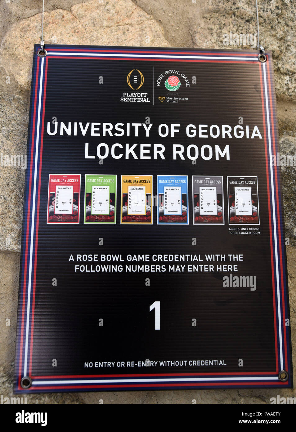 January 01, 2018. The Georgia Locker room prior during the 2018 Rose ...