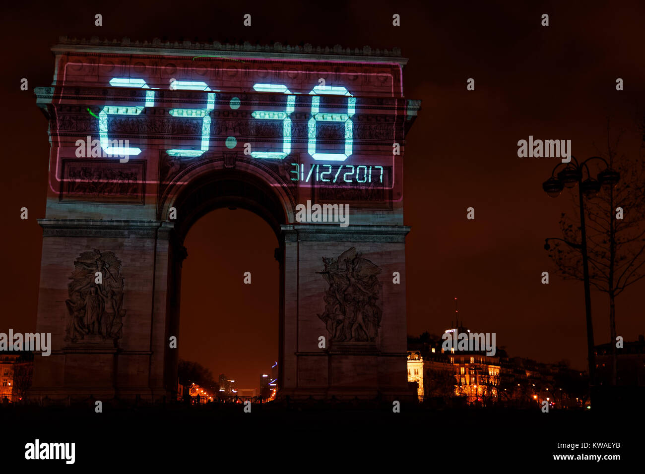 Paris, France. 31st Dec, 2017. The video show projected on the Arc de ...