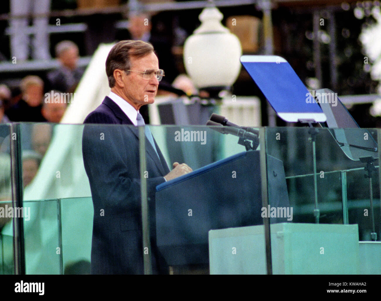United States President George H.W. Bush delivers his Inaugural Address ...