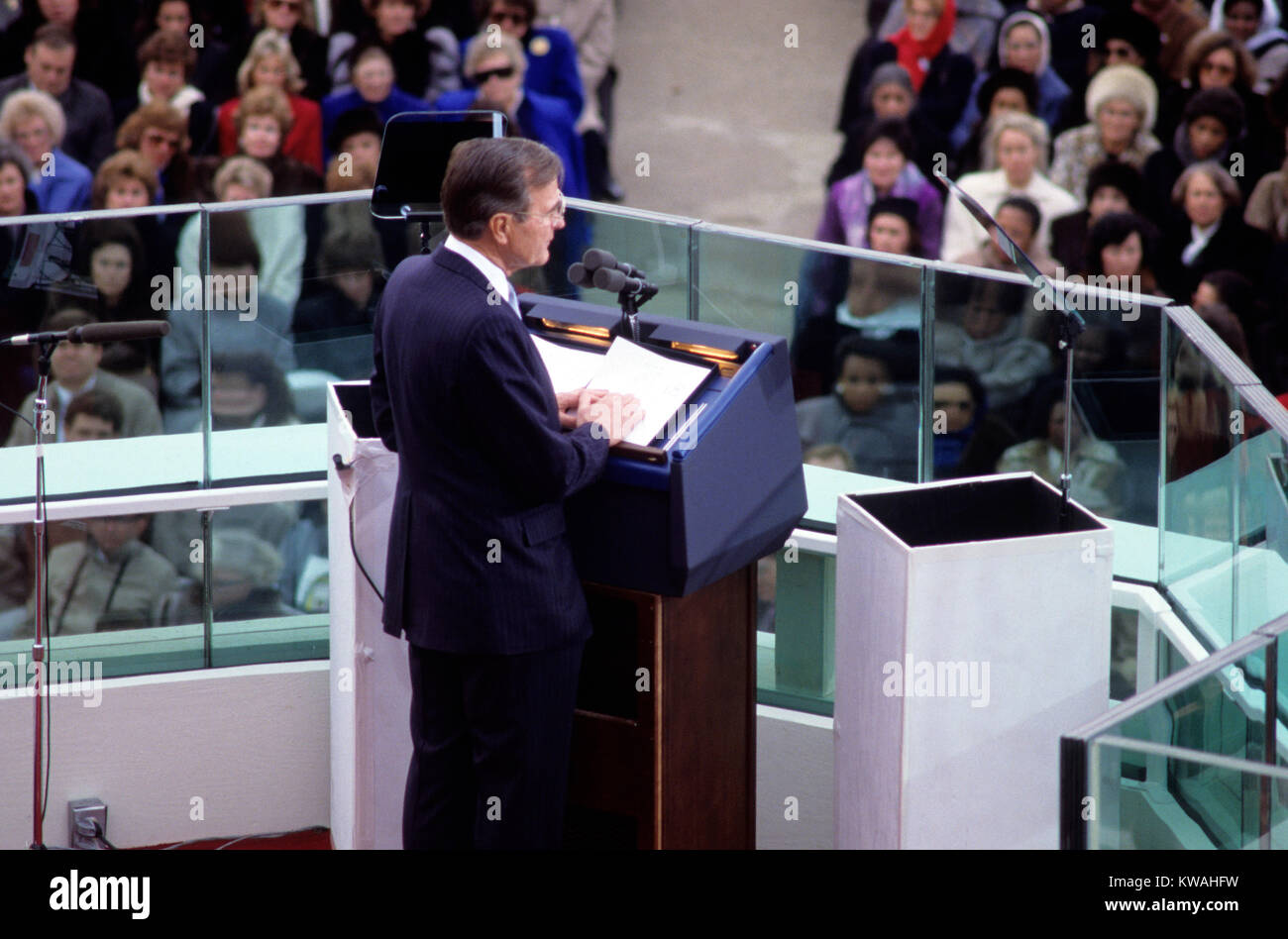 United States President George H.W. Bush delivers his Inaugural Address ...