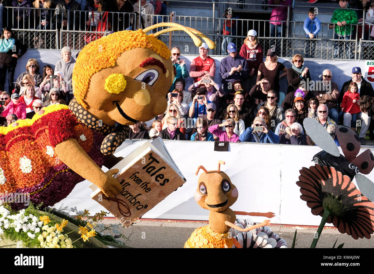 Los Angeles, USA. 1st Jan, 2018. The float "Story Time" moves along ...