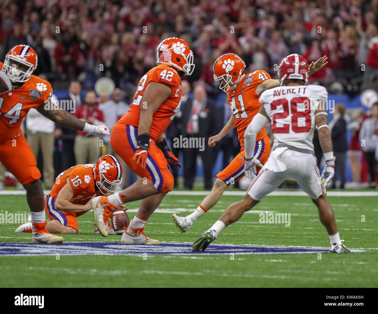 New Orleans, LA, USA. 1st Jan, 2018. Clemson Tigers place kicker Alex ...
