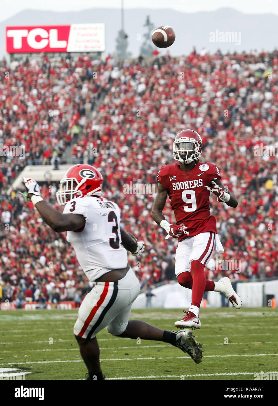 Los Angeles, California, USA. 1st Jan, 2018. Oklahoma Sooners wide ...