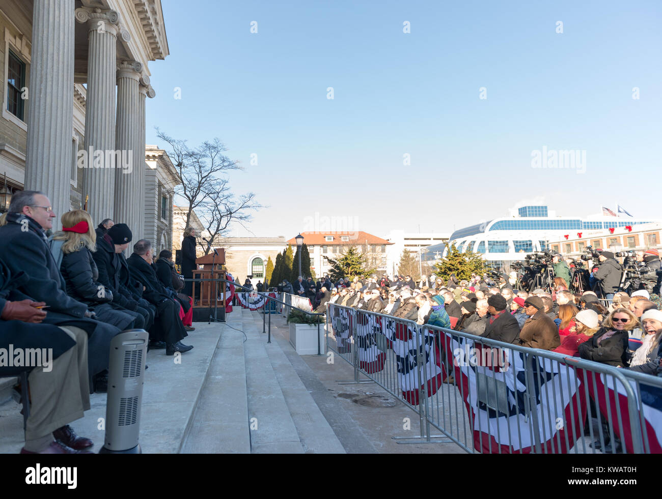Mineola, New York, USA. 1st Jan, 2018. At podium, Nassau County ...