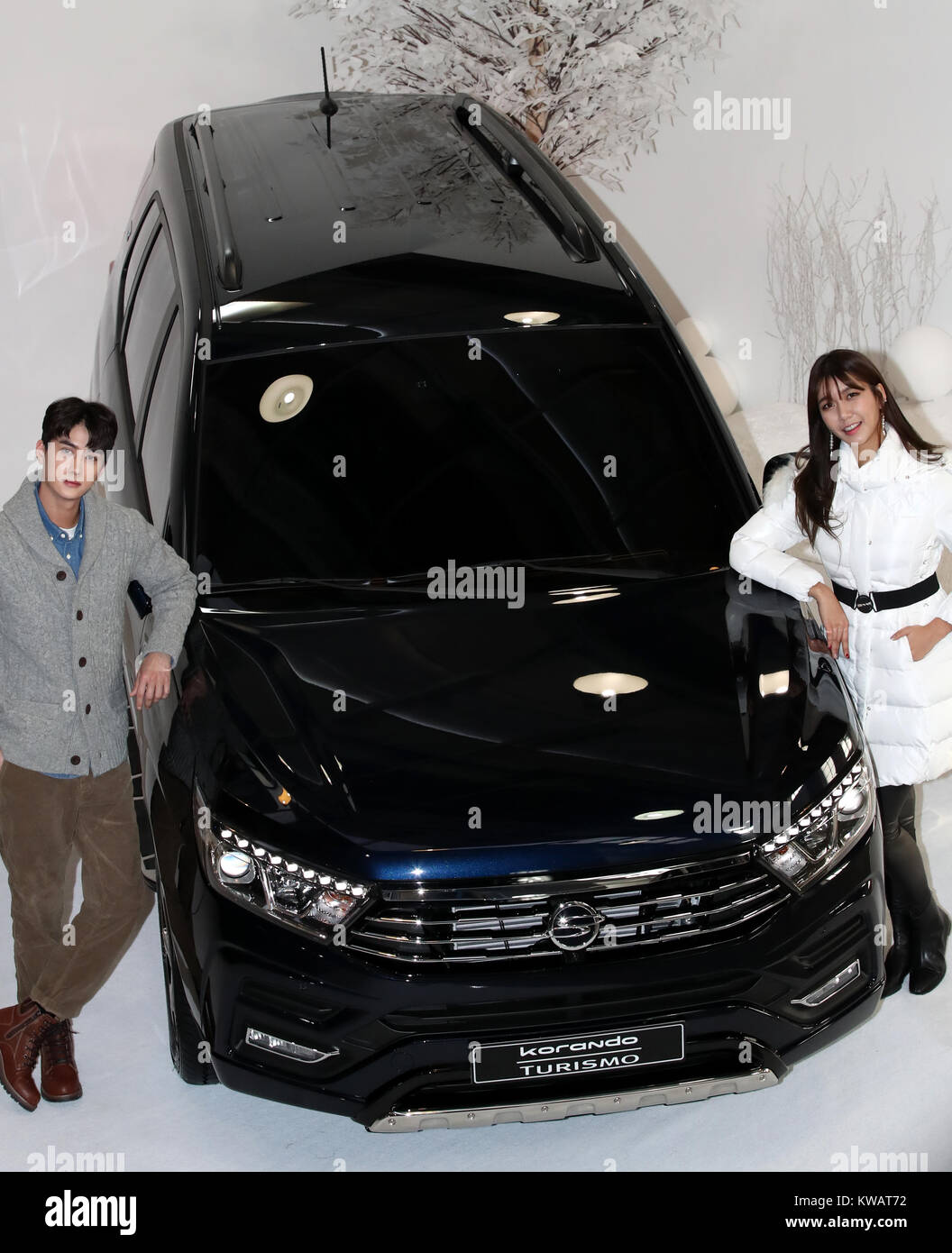 Korea. 03rd Jan, 2018. Ssangyong Motor unveils new Korando Turismo van ...