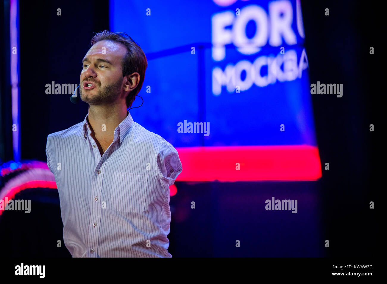 Nicholas James Vujicic speak at Global Synergy Forum 2017 Stock Photo ...